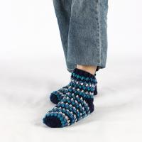 China Custom Fashion Cute Stripes Winter Women Thick Thermal Fuzzy Christmas Fluffy socks blue striped floor Socks for sale