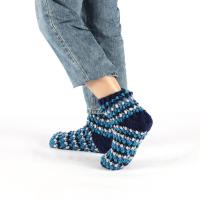 China Custom Fashion Cute Stripes Winter Women Thick Thermal Fuzzy Christmas Fluffy socks blue striped floor Socks for sale