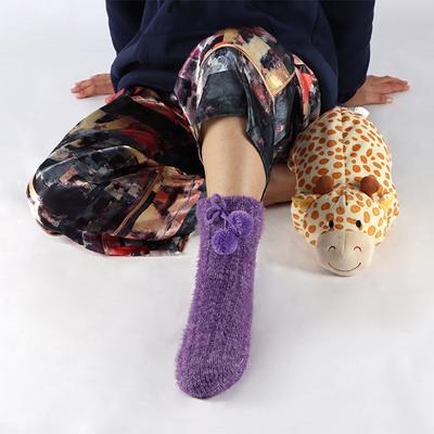 China Factory price high quality plush ball decoration women Socks Non-slip Warm fashion solid color winter designer Socks in stock for sale