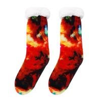 China Women's Winter Super Soft Warm Cozy Fuzzy faux fur lined socks Christmas Gift tie-dye Slipper Socks With Grippers for sale