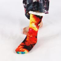 China Women's Winter Super Soft Warm Cozy Fuzzy faux fur lined socks Christmas Gift tie-dye Slipper Socks With Grippers for sale