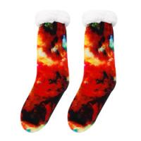 China Women's Winter Super Soft Warm Cozy Fuzzy faux fur lined socks Christmas Gift tie-dye Slipper Socks With Grippers for sale
