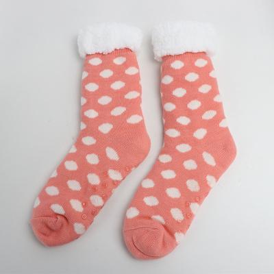 China new arrival Women Winter Soft Knit comfortable fluffy fur socks Warm designer socks non-slip dot pattern fashion Socks for sale