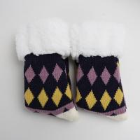 China women Slipper Socks Fuzzy Thick Warm Heavy Fleece lined Winter Socks diamond pattern Stockings For ladies sherpa socks for sale