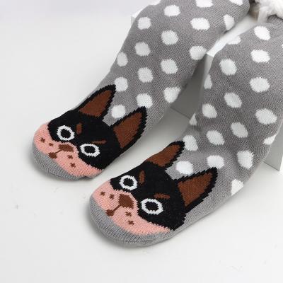 China Women Cheap Animal Knitted Winter Home Indoor Slipper Socks With Plush Sherpa Lining In Stock Ladies warm socks for sale