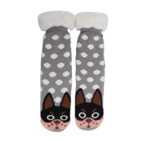 China Women Cheap Animal Knitted Winter Home Indoor Slipper Socks With Plush Sherpa Lining In Stock Ladies warm socks for sale