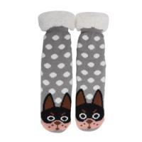 China Women Cheap Animal Knitted Winter Home Indoor Slipper Socks With Plush Sherpa Lining In Stock Ladies warm socks for sale