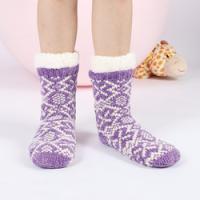 China Women Cozy Winter Sleep Socks home Floor Fluffy Stockings velvet fuzzy Christmas socks in stock for sale