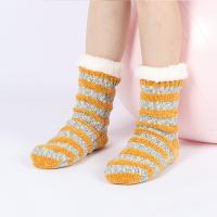 China New fashion custom design patchwork color winter stockings ladies winter home socks women cozy slippper socks for sale