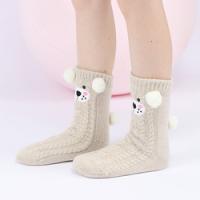 China Cartoon animal Thick warm fluffy faux fur Mid-calf Length Women Knitted Socks Winter Soft Room Shoe Socks  slipper sock for sale