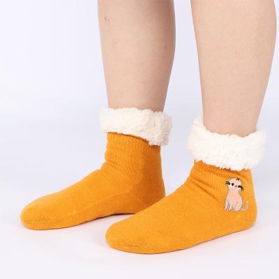 China Hot Sale Popular kid Cartoon Anti Slip Home Slippers Socks for Children Warm Winter Sherpa Socks thick Knitted Indoor floor sock for sale