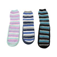 China stripe and love slipper socks with rubber sole for women slipper socks with rubber sole fashionable knitted floor socks for sale