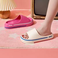 China Wholesale household Men EVA thick bottom Classic summer Color Stroke sandals couple bathroom non-slip women slides slipper for sale