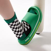 China Wholesale household Men EVA thick bottom Classic summer Color Stroke sandals couple bathroom non-slip women slides slipper for sale