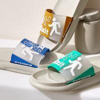 China Spring and summer new indoor women slippers fashion simple home comfort EVA bottom letter sports boy couple flat sandals for sale