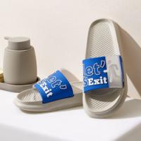 China Spring and summer new indoor women slippers fashion simple home comfort EVA bottom letter sports boy couple flat sandals for sale