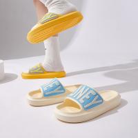 China New Summer Unisex Slide colorful letters vamp Men indoor slippers home ladies Shoes Couple Hot sale Women Flat Sandals for sale