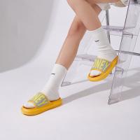 China New Summer Unisex Slide colorful letters vamp Men indoor slippers home ladies Shoes Couple Hot sale Women Flat Sandals for sale