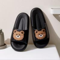 China Adult Slipper Men's Summer cute cartoon Couples Indoor Home Shoes Bathroom non-slip flat Sandals women teddy bear slipper for sale