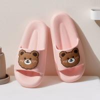 China Adult Slipper Men's Summer cute cartoon Couples Indoor Home Shoes Bathroom non-slip flat Sandals women teddy bear slipper for sale
