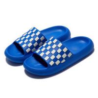 China Female cheap bedroom Black White Grid Flat Sandals Adult indoor non-slip Women Slippers for Men home shoes light for sale