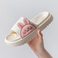 China Cartoon female cute rabbit summer sandals thick bottom home indoor shoes wholesale couple solid color slippers for women for sale
