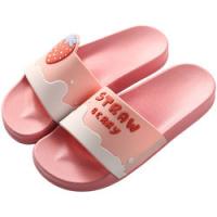 China Hot sale New women slippers summer home shoes bath non-slip cute cartoon couple fruit indoor summer flat sandals for sale