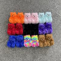 China New Hot selling teddy bear warm shoes children comfortable cute cartoon floor plush soft kids home slippers for sale