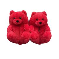 China New Hot selling teddy bear warm shoes children comfortable cute cartoon floor plush soft kids home slippers for sale