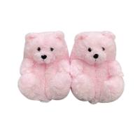 China New Hot selling teddy bear warm shoes children comfortable cute cartoon floor plush soft kids home slippers for sale