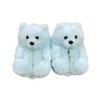 China New Hot selling teddy bear warm shoes children comfortable cute cartoon floor plush soft kids home slippers for sale