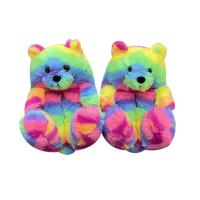 China New Hot selling teddy bear warm shoes children comfortable cute cartoon floor plush soft kids home slippers for sale