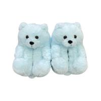 China New Hot selling teddy bear warm shoes children comfortable cute cartoon floor plush soft kids home slippers for sale