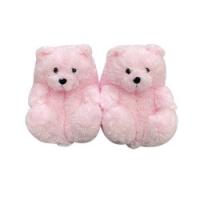 China New Hot selling teddy bear warm shoes children comfortable cute cartoon floor plush soft kids home slippers for sale