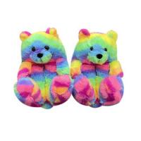 China New Hot selling teddy bear warm shoes children comfortable cute cartoon floor plush soft kids home slippers for sale