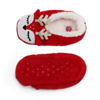 China Children Girls Cartoon Animal Christmas Deer Winter Plush Slippers Customized Fluffy Indoor Home Slippers for Kids for sale