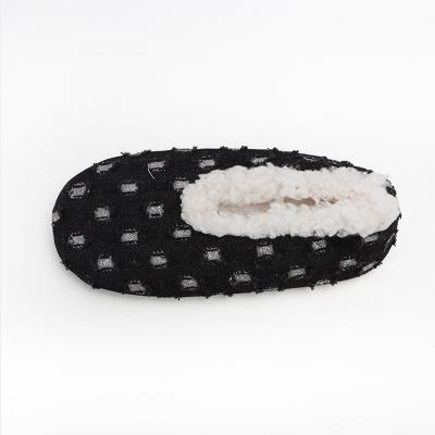 China Winter Warm denim Fluffy cotton velvet Cozy Fuzzy Lined Non Slip House indoor Slipper Socks With Grippers For Women for sale
