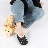 China Winter Warm denim Fluffy cotton velvet Cozy Fuzzy Lined Non Slip House indoor Slipper Socks With Grippers For Women for sale