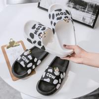 China Cute spotted cow couple slippers summer indoor soft high elastic non-slip thick-soled bathroom slippers for sale