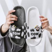 China Cute spotted cow couple slippers summer indoor soft high elastic non-slip thick-soled bathroom slippers for sale