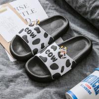 China Cute spotted cow couple slippers summer indoor soft high elastic non-slip thick-soled bathroom slippers for sale