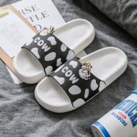 China Cute spotted cow couple slippers summer indoor soft high elastic non-slip thick-soled bathroom slippers for sale