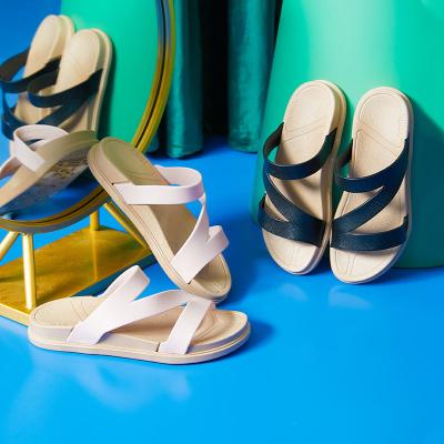China Flat sandals women summer fashion Korean version outside wear non-slip solid color slippers wholesale for sale