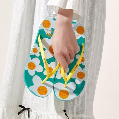 China Flip-flops summer fashion outdoor wear beach shoes midsole sun flower women sandals and bathroom slippers for sale