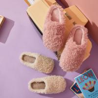 China 2021 autumn and winter new products fashion simple home indoor shoes couple soft plush warm slippers for men and women for sale