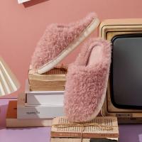 China 2021 autumn and winter new products fashion simple home indoor shoes couple soft plush warm slippers for men and women for sale