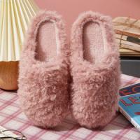 China 2021 autumn and winter new products fashion simple home indoor shoes couple soft plush warm slippers for men and women for sale
