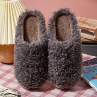 China 2021 autumn and winter new products fashion simple home indoor shoes couple soft plush warm slippers for men and women for sale