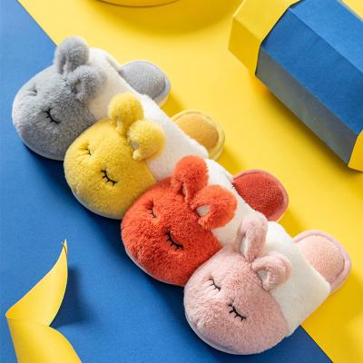 China Children Slipper Boys And Girls Winter Indoor Home Warm Anti-Slip Cute Cartoon Rabbit Shape Shoes kids fur slippers for sale