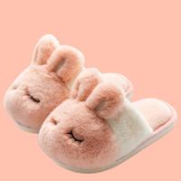 China Children Slipper Boys And Girls Winter Indoor Home Warm Anti-Slip Cute Cartoon Rabbit Shape Shoes kids fur slippers for sale